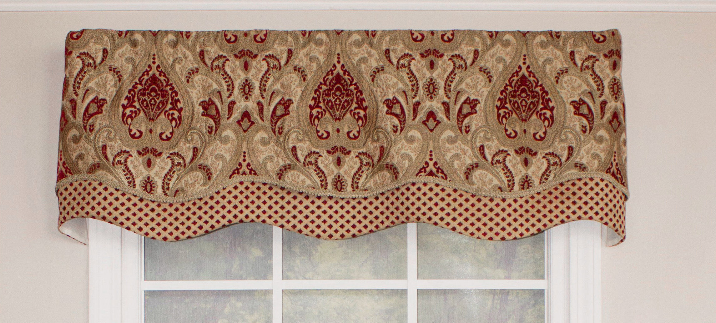 RLF Home Paisley Damask Scalloped 51'' Window Valance & Reviews | Wayfair