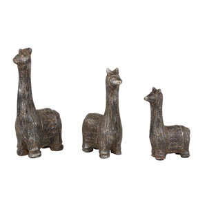 World Menagerie 3 Piece Leslee Carved Metal Llama Table Decor Figurine ...