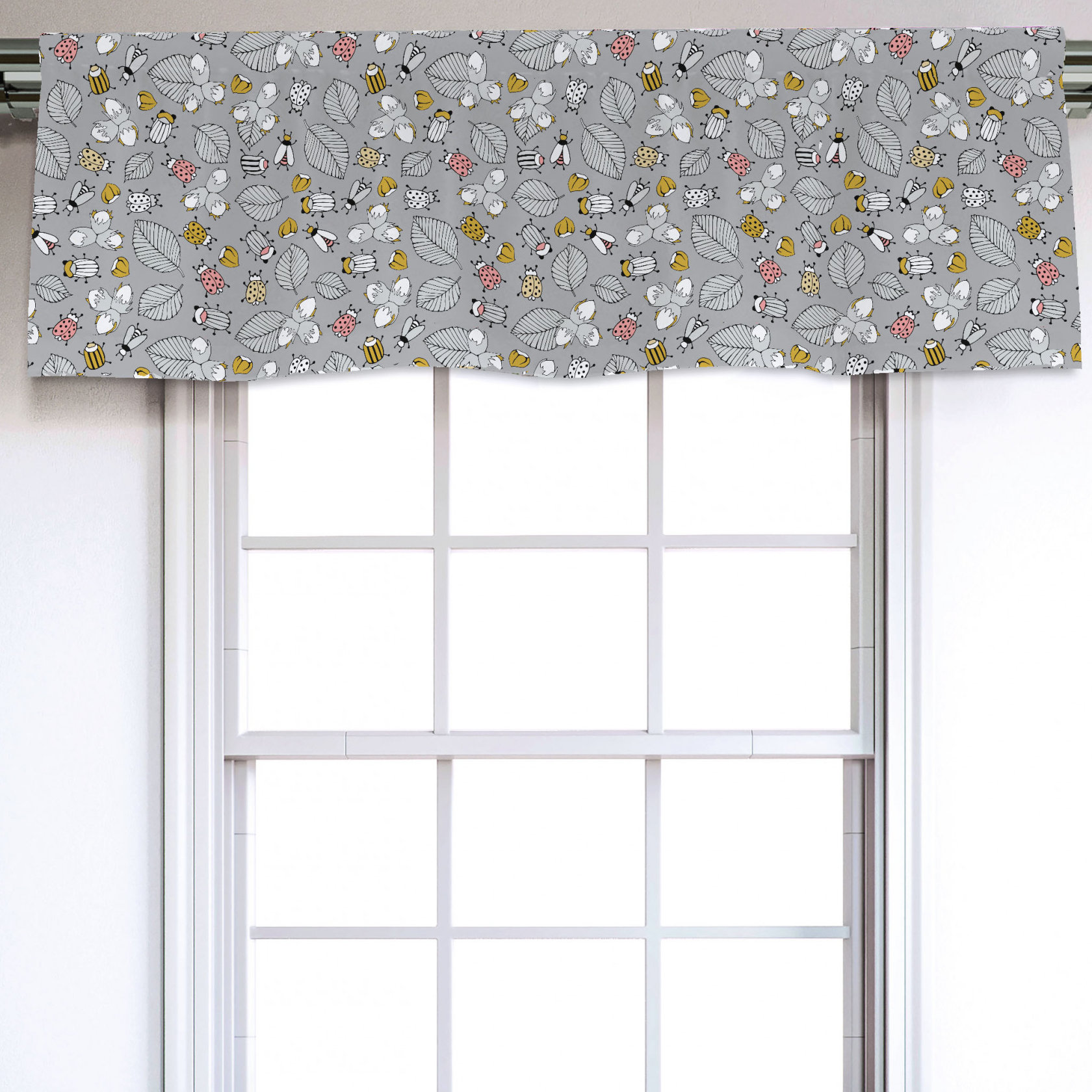 East Urban Home Sateen Ruffled 54'' Window Valance in Pale Gray | Wayfair