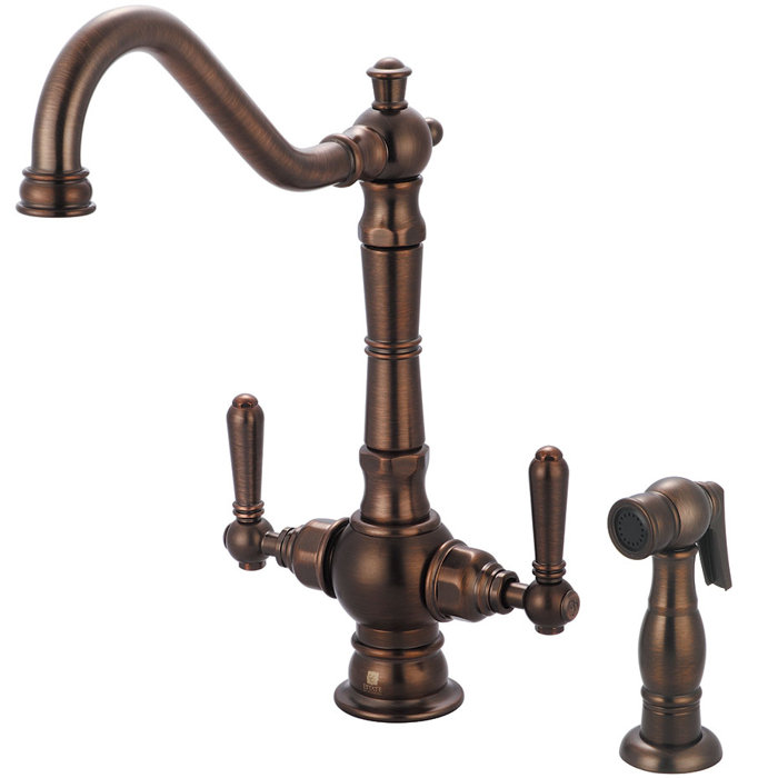 Central Brass Americana Double Handle Deck Mounted Kitchen Faucet with ...
