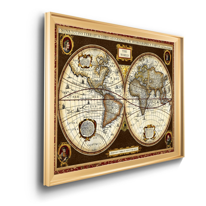 Alcott Hill® Decorative World Map - Picture Frame Print on Canvas | Wayfair