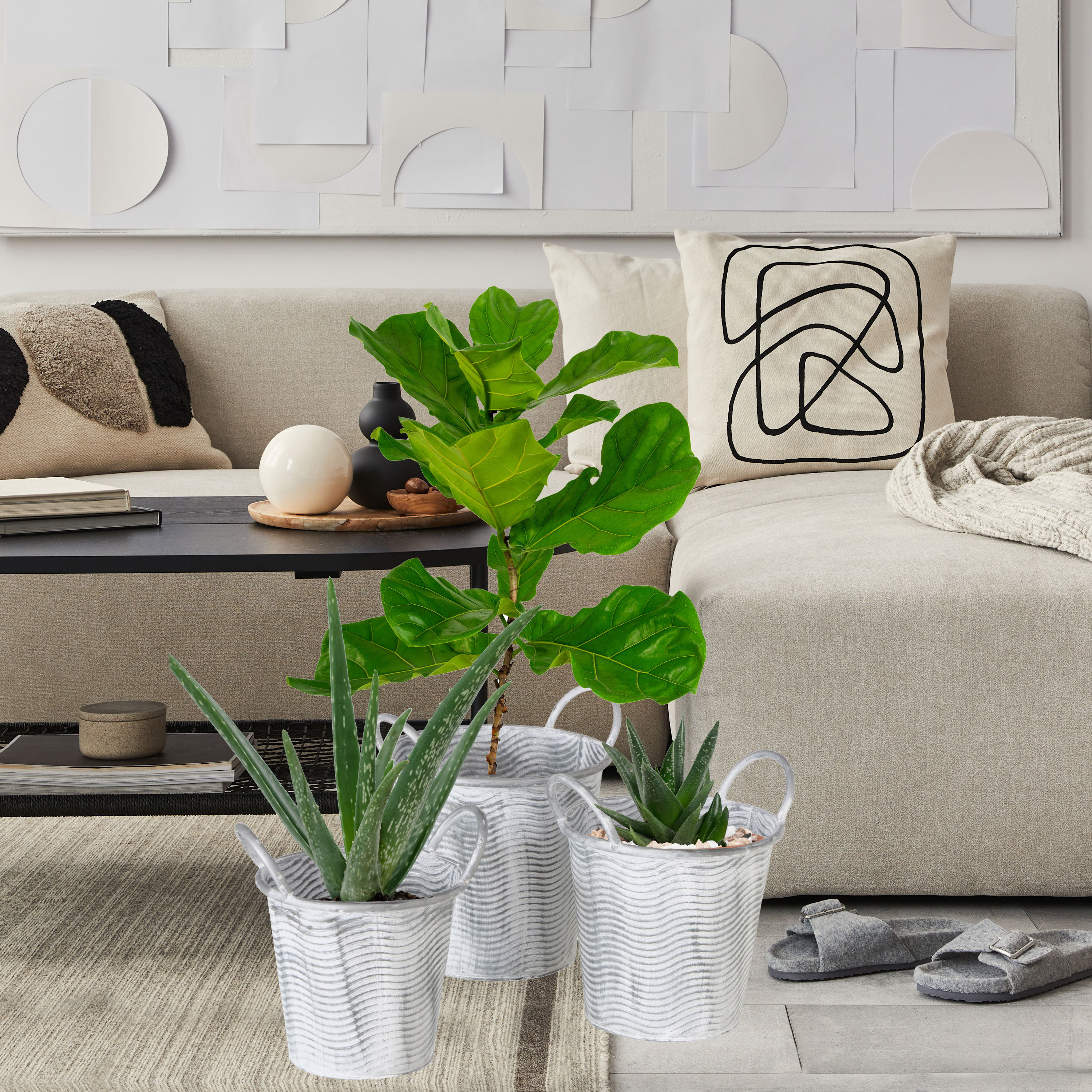 Gracie Oaks Thaine 3-Piece Zinc Cachepot Set | Wayfair