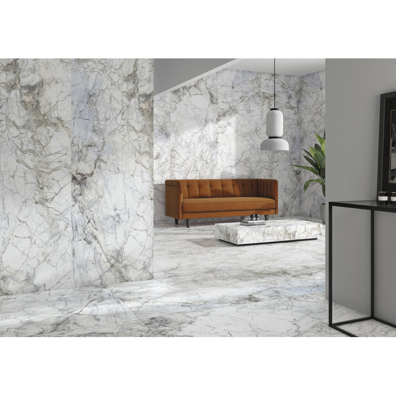 Tile Market Rain White 24" x 48" Porcelain Marble Look Wall & Floor ...