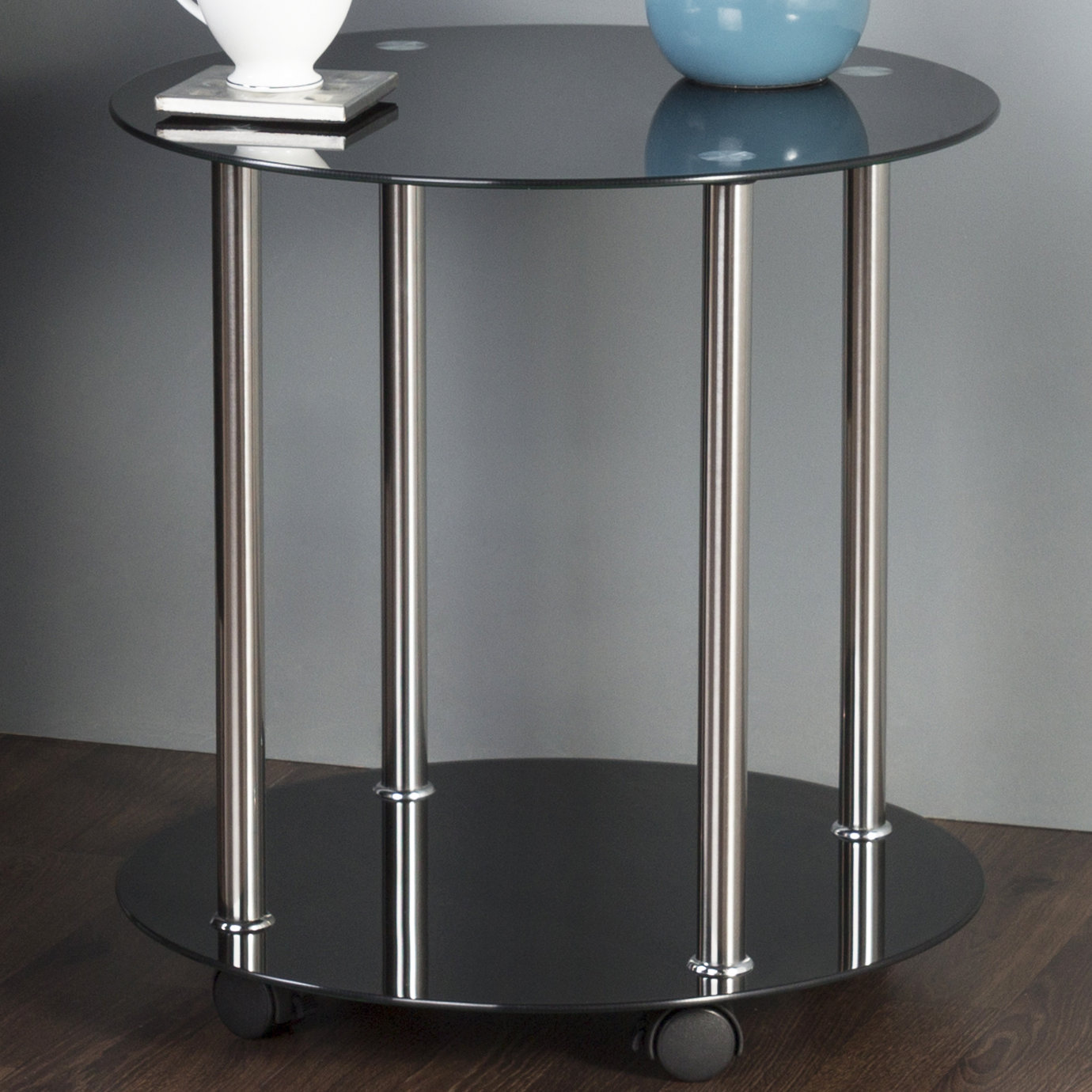 Latitude Run® 18.5'' Tall Glass Wheel End Table & Reviews | Wayfair
