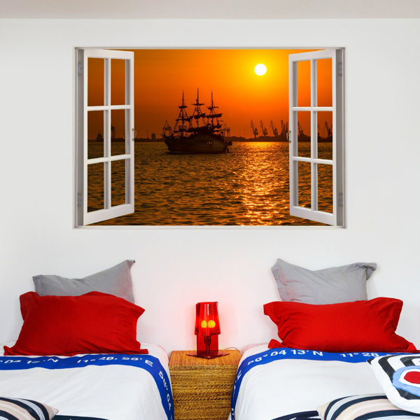 Ebern Designs Pirate Sunset Window Wall Sticker | Wayfair.co.uk