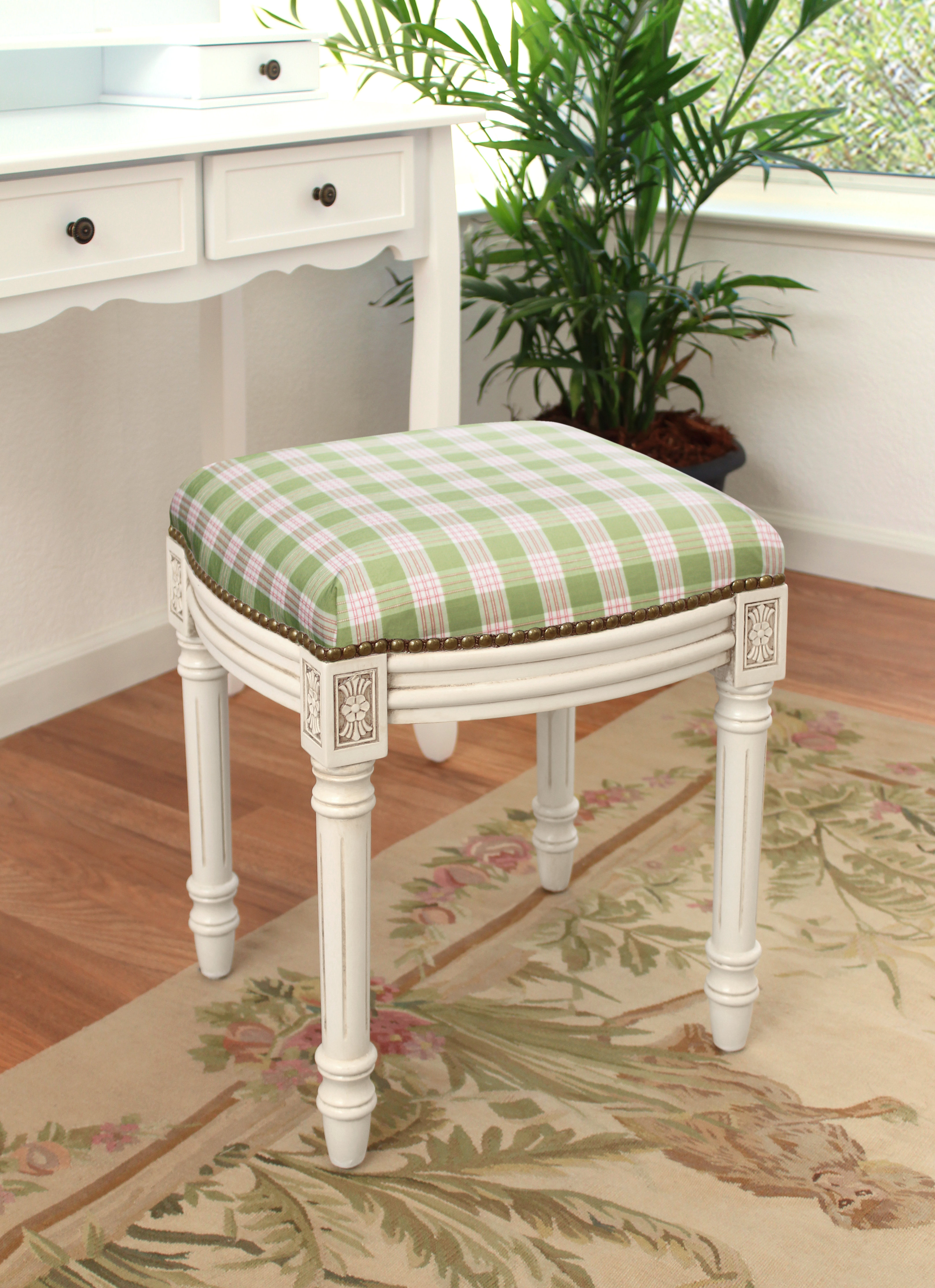 123 Creations 19'' Tall Solid Wood Vanity Stool | Wayfair