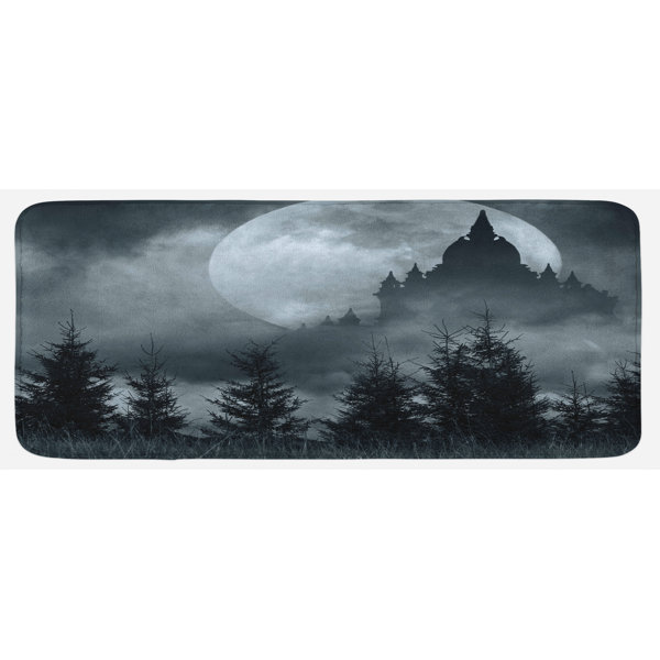 East Urban Home Magic Castle Silhouette Over Full Moon Night Fantasy ...