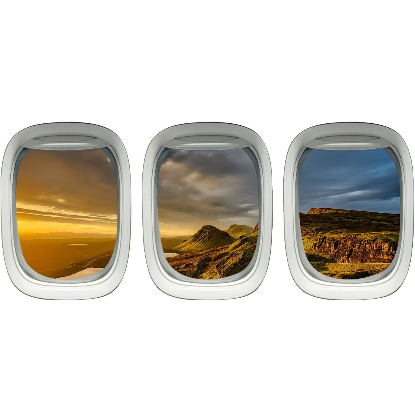 East Urban Home 3 Piece Nature Scenery Aviation Airplane Window Wall ...