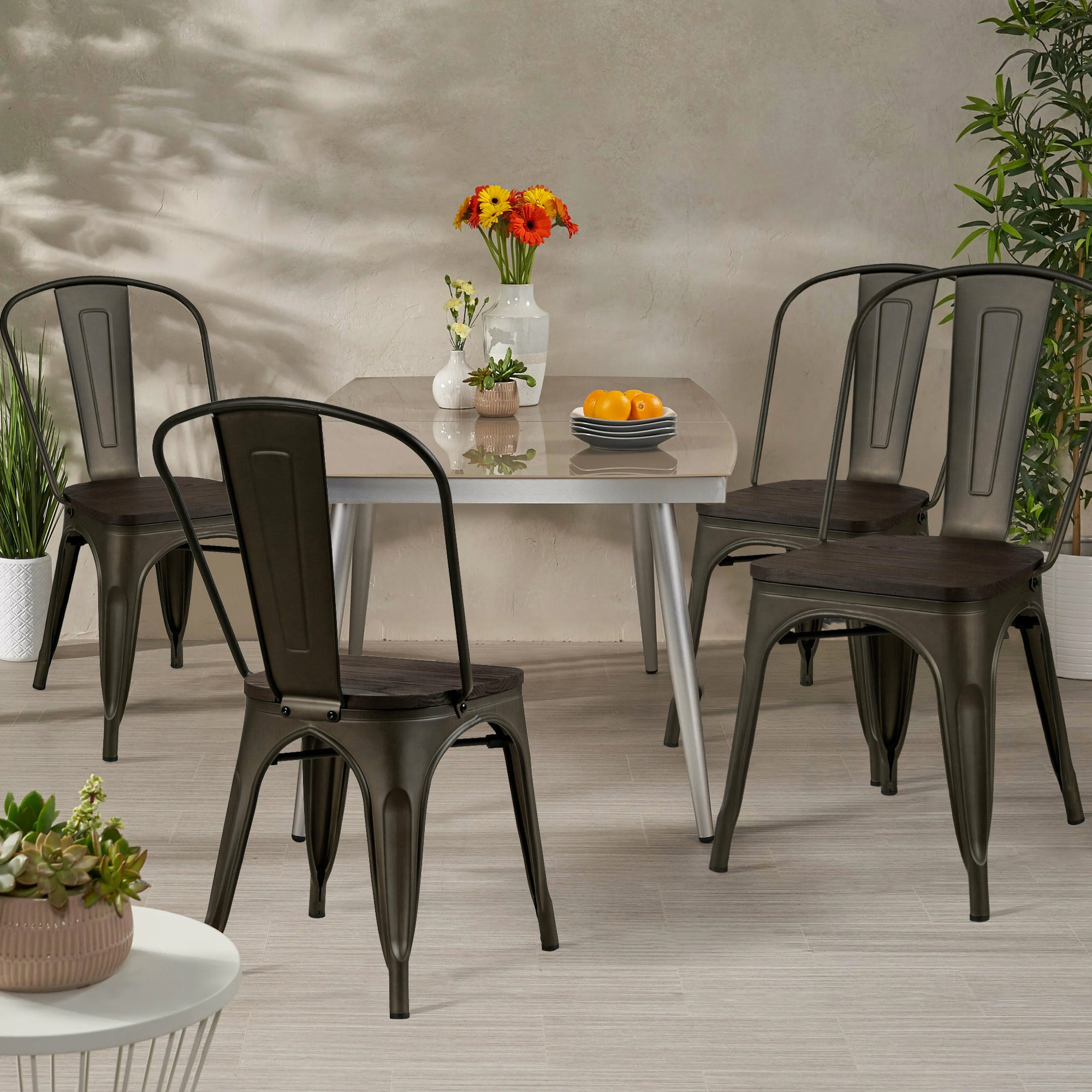 Williston Forge 4 Pieces Stackable Dining Chair | Wayfair
