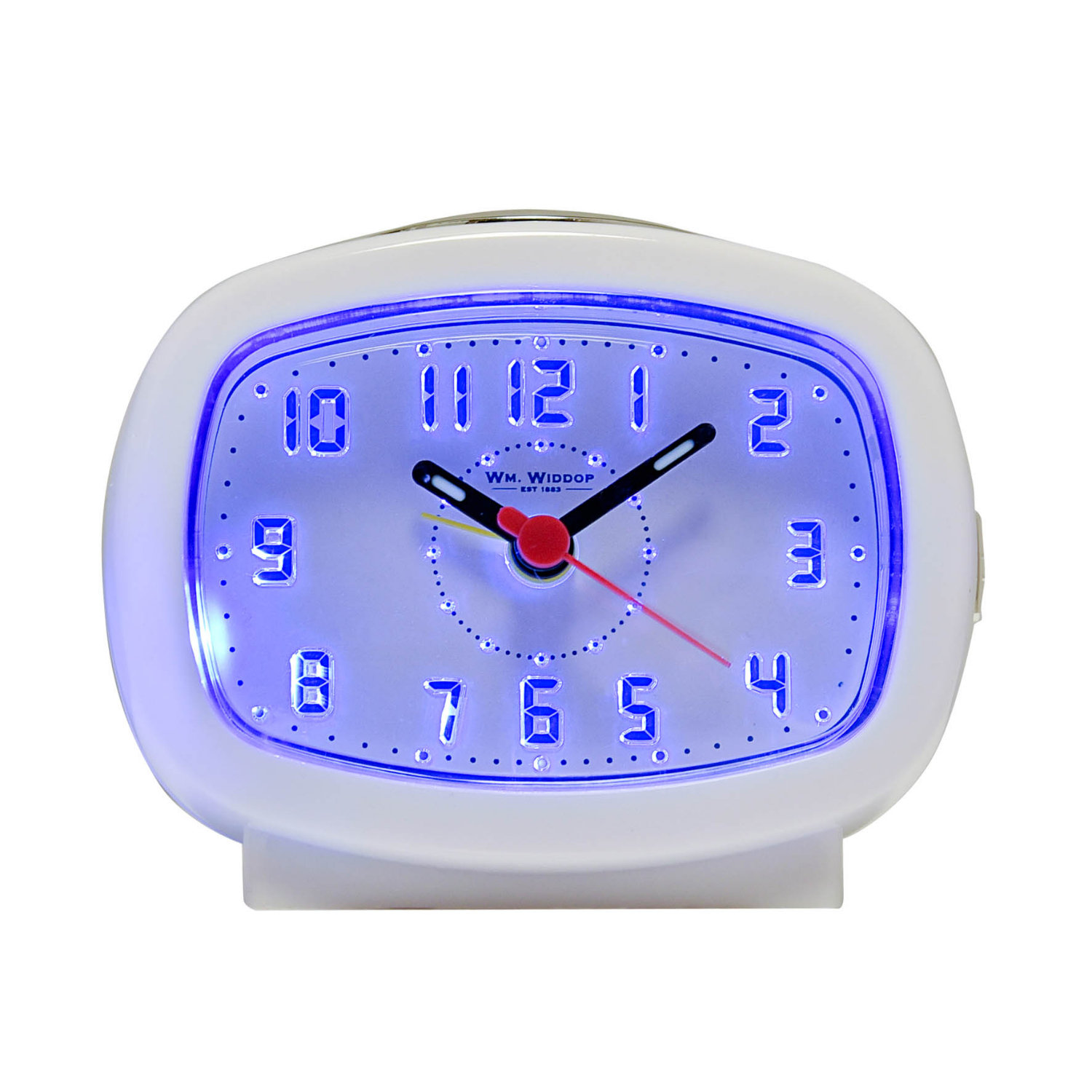 Wm Widdop Analog Battery-Operated Alarm Tabletop Clock in White ...