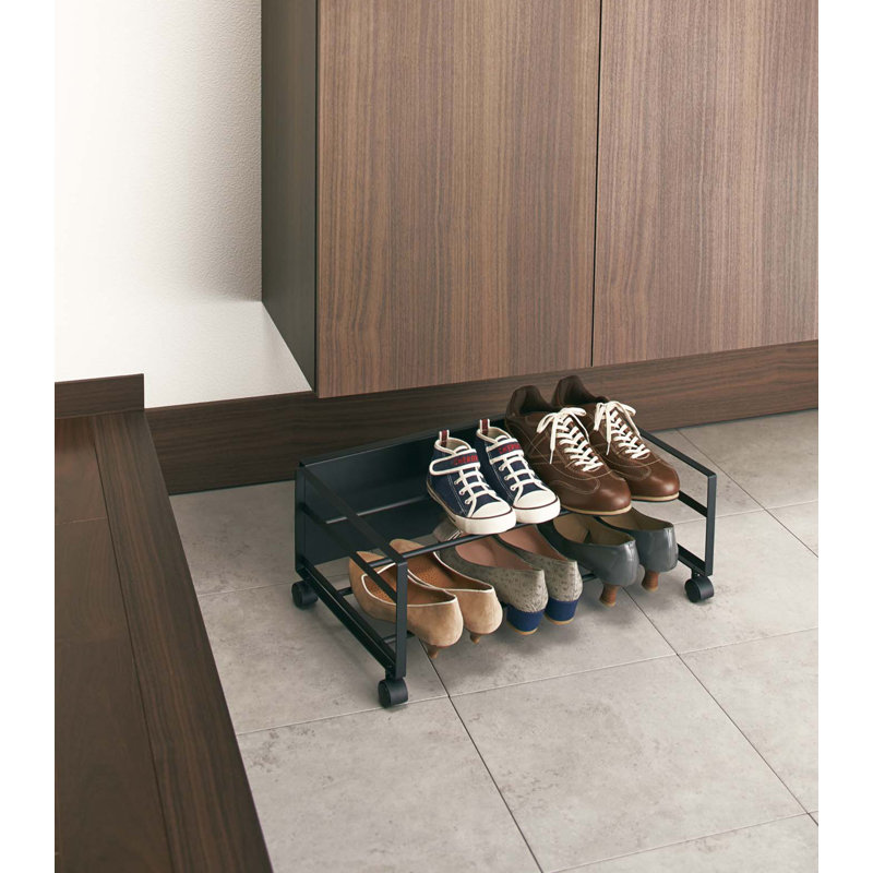Yamazaki USA Yamazaki Home Rolling Shoe Rack, Steel, Holds 4 shoes, 6 ...