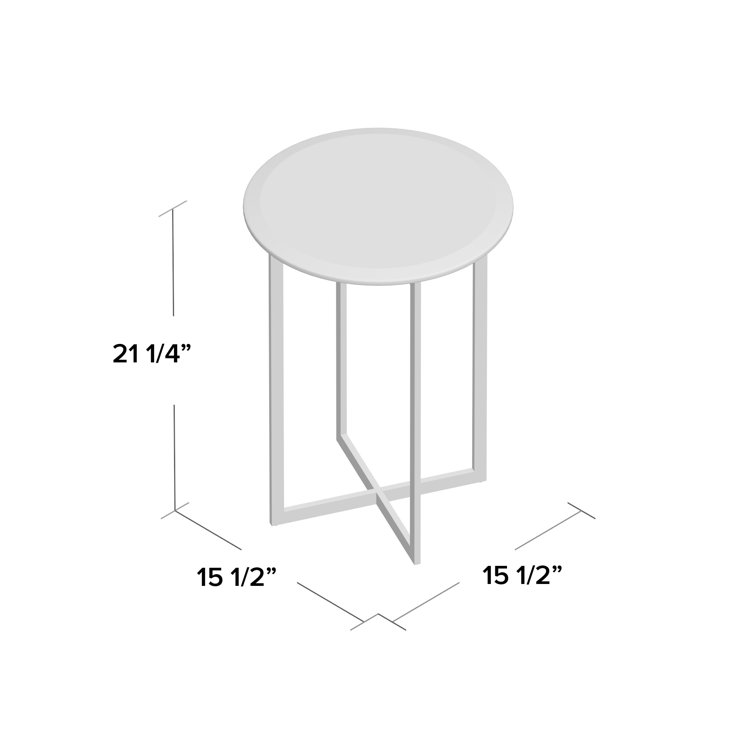 Ebern Designs Sanaa 21.25'' Tall Glass Tray Top Cross Legs End Table ...