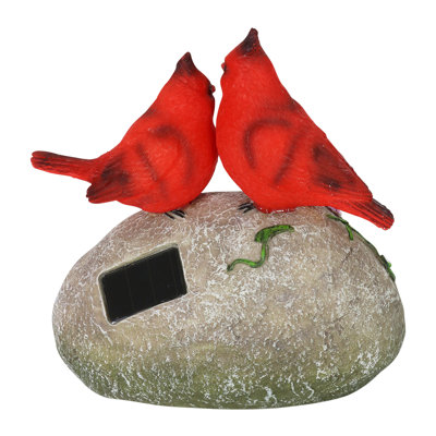 Exhart Solar Cardinal Love Rock Statue with Flowers, 8 Inch & Reviews ...