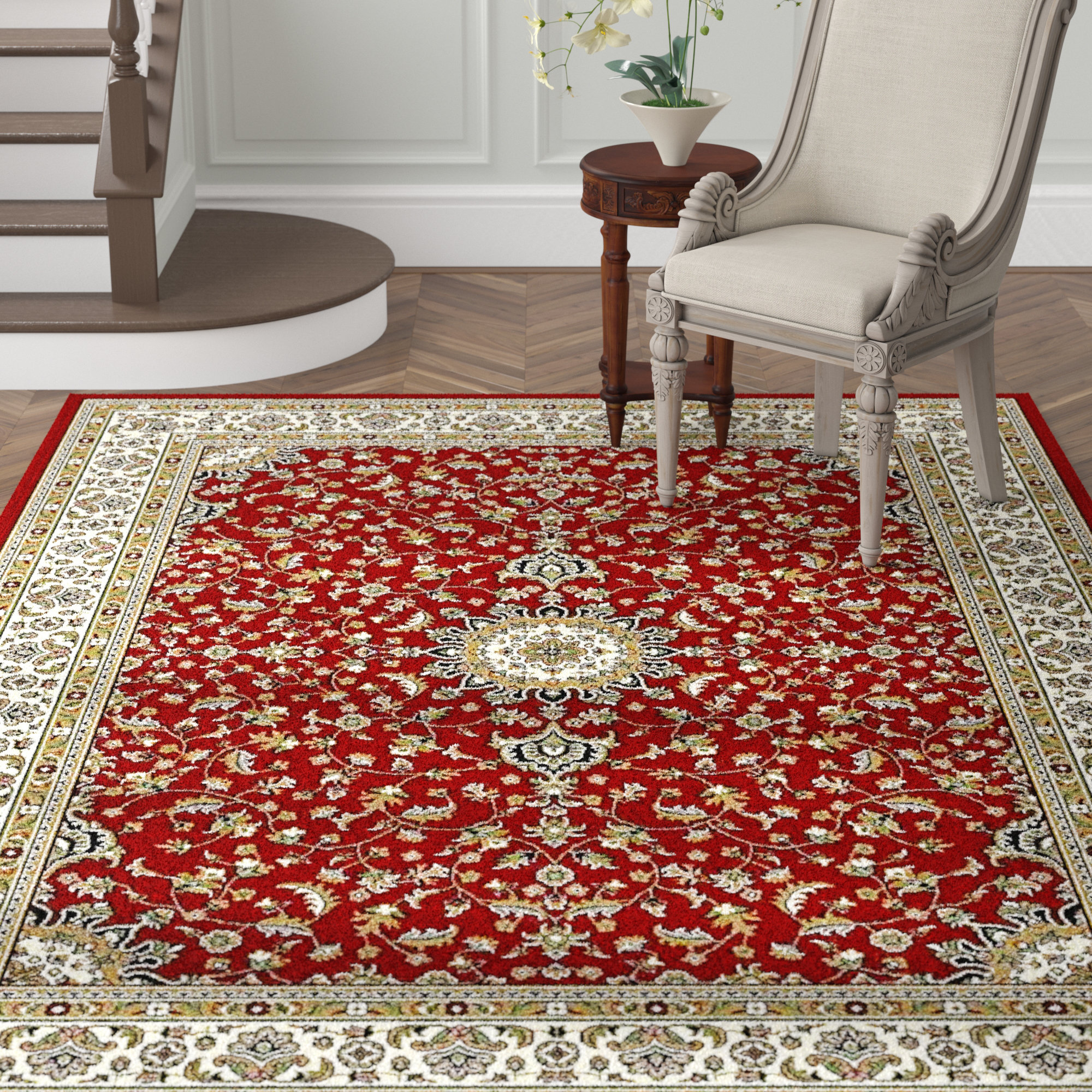 Astoria Grand Mulkerins Power Loom Wool Red Rug & Reviews | Wayfair