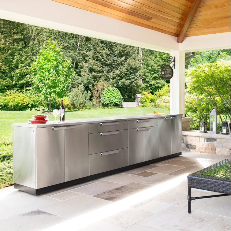 NewAge Products Outdoor Kitchen 96" W x 24" D Stainless Steel 4-Piece ...