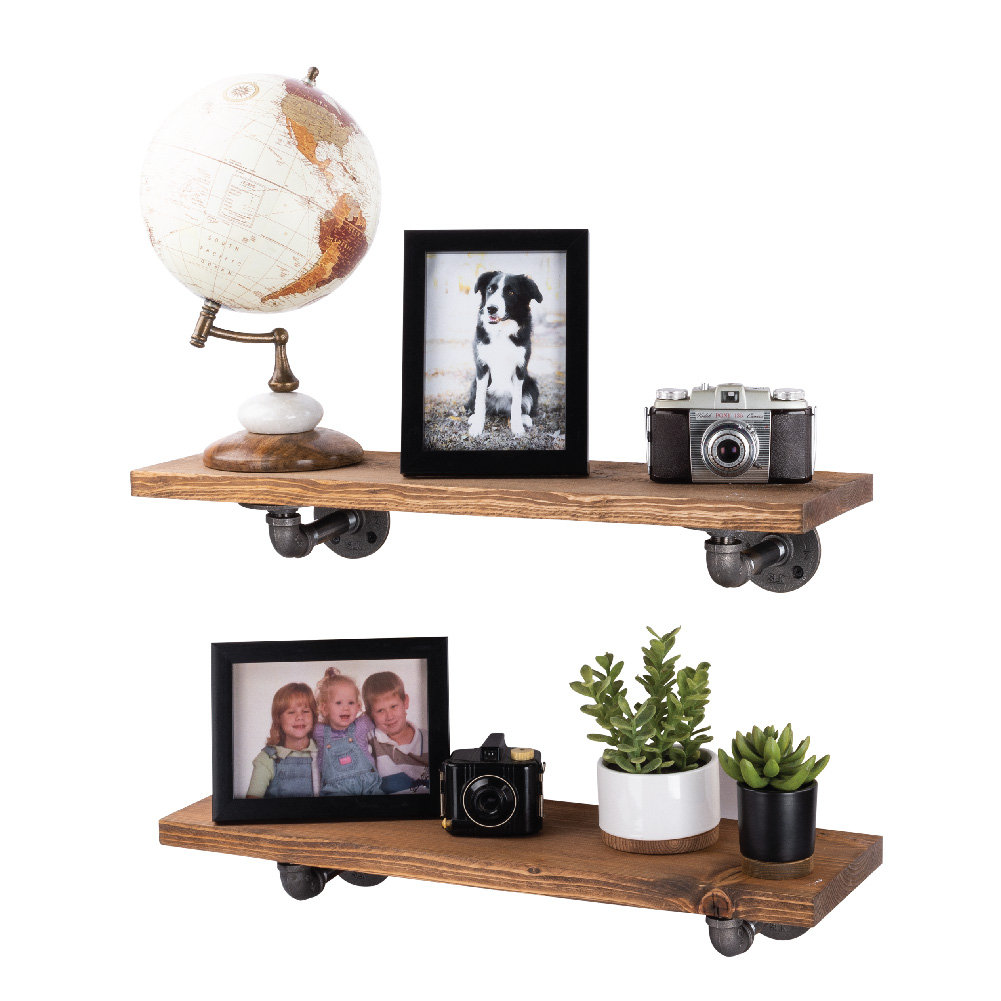 Williston Forge Ternes 2 Piece Solid Wood 24 inch Floating Shelf ...