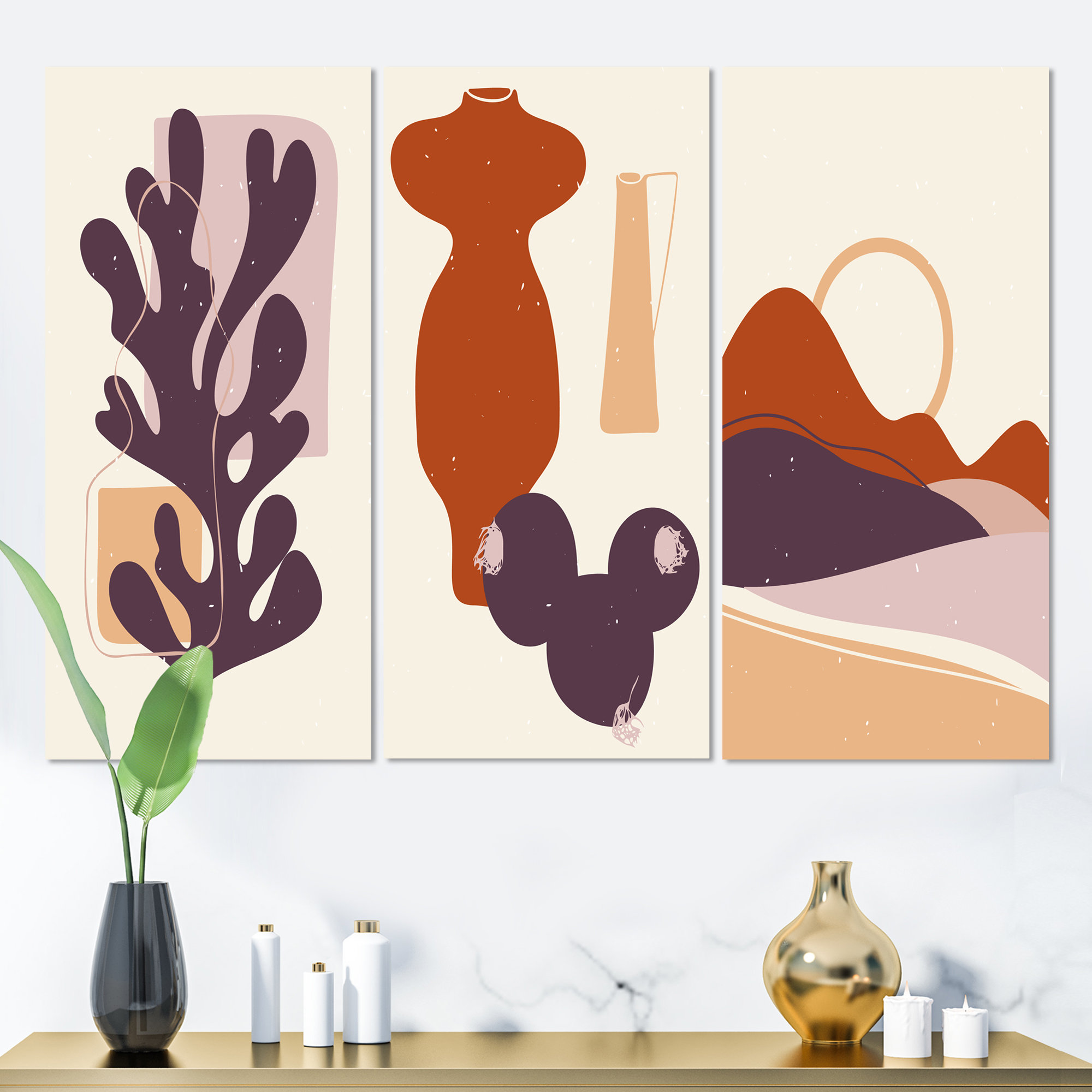 Corrigan Studio® Minimal Shapes In Retro Colors I - 3 Piece Wrapped ...