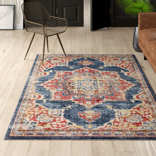 Mercury Row Dulin Navy Blue Oriental Area Rug & Reviews | Wayfair