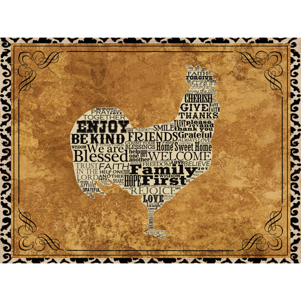 August Grove® Rooster Words - Wrapped Canvas Print | Wayfair