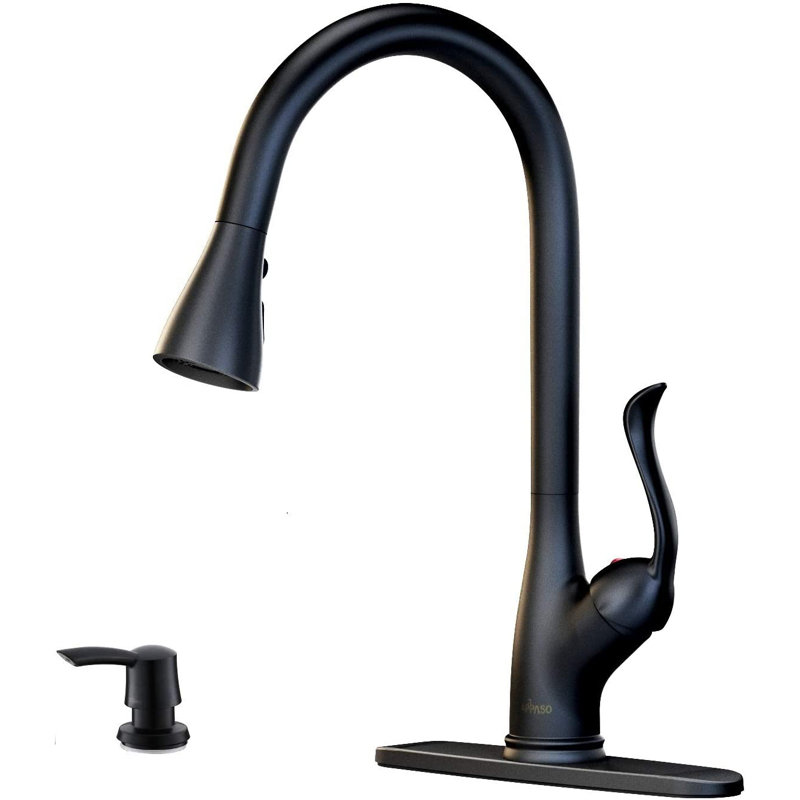 APPASO Pull Down Single Handle Kitchen Faucet With Soap Dispenser ...