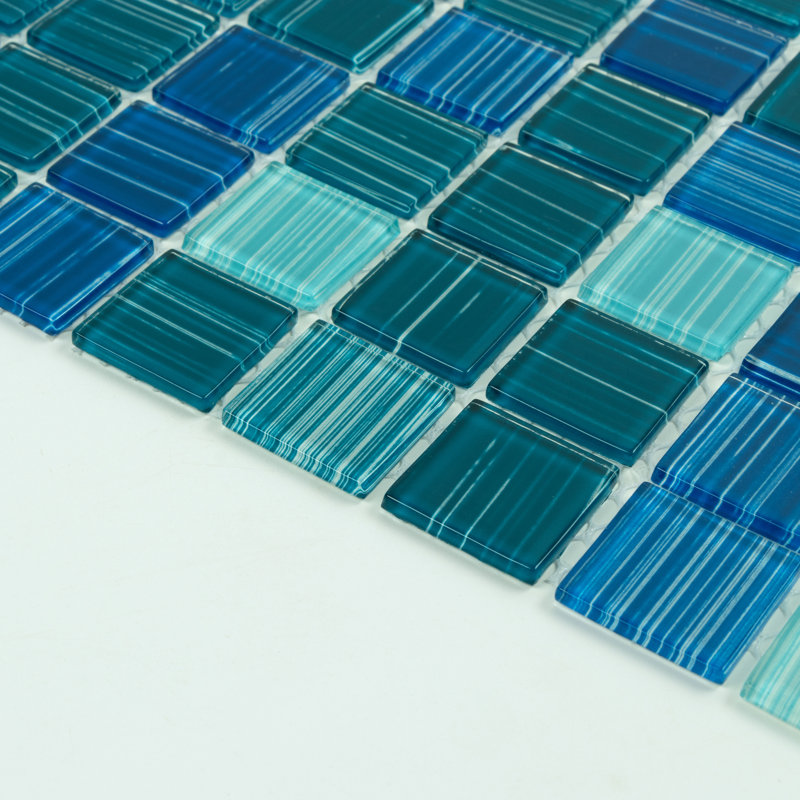 WS Tiles Hand Painted 12" x 12" Glass Grid Mosaic Tile | Wayfair