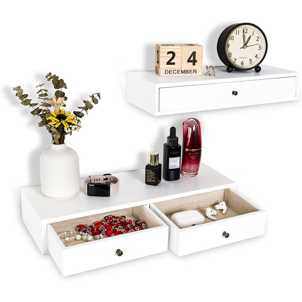 Latitude Run® Tablette flottante avec tiroir Petite table de chevet ...