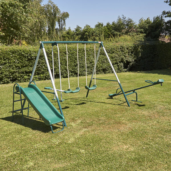 Kingfisher 5 Piece Outdoor Garden Slide Seesaw Swing Set & Reviews ...