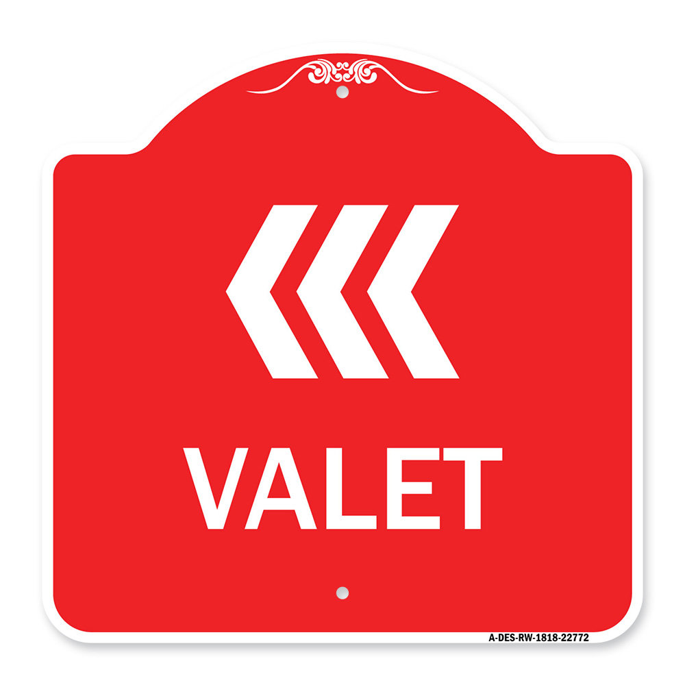 Signmission Designer Series Sign - Valet Left Arrow| Red & White 18" X ...