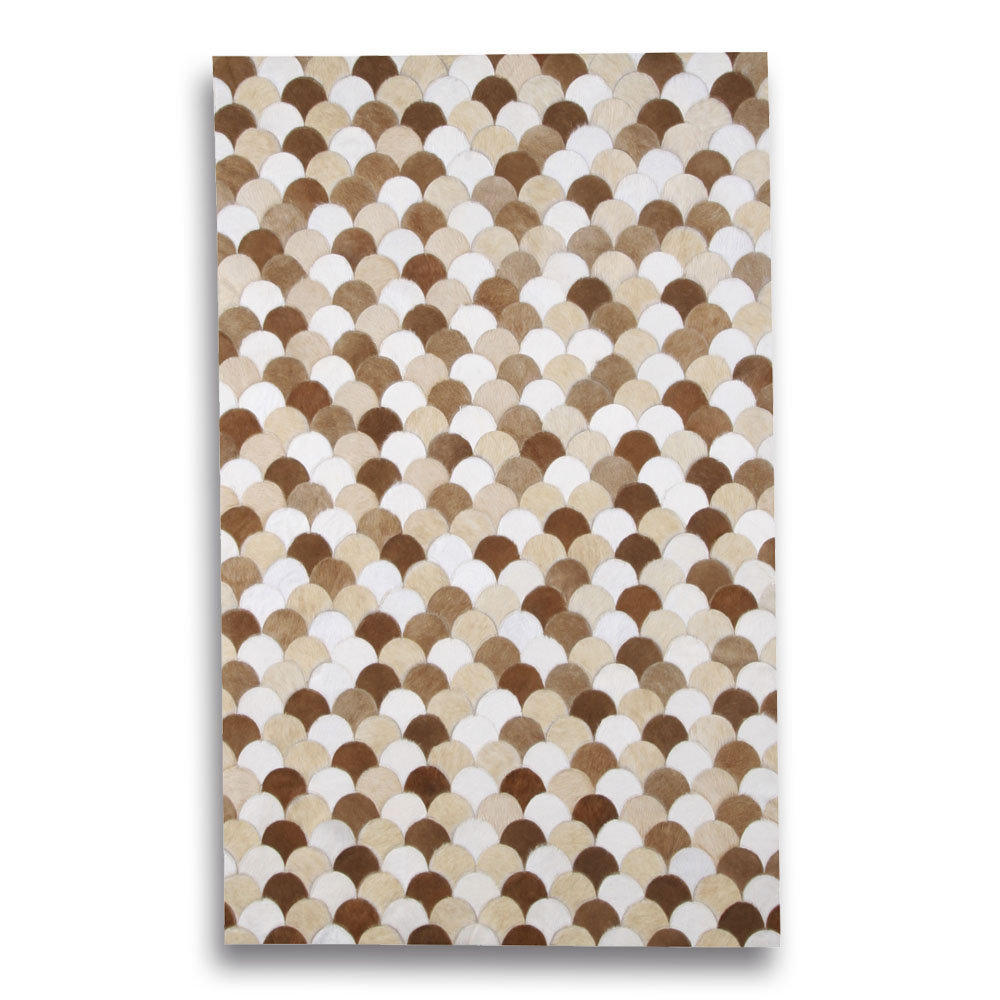 Corrigan Studio® SHELLS RUG BEIGE - CARAMEL - WHITE Patchwork Cowhide ...