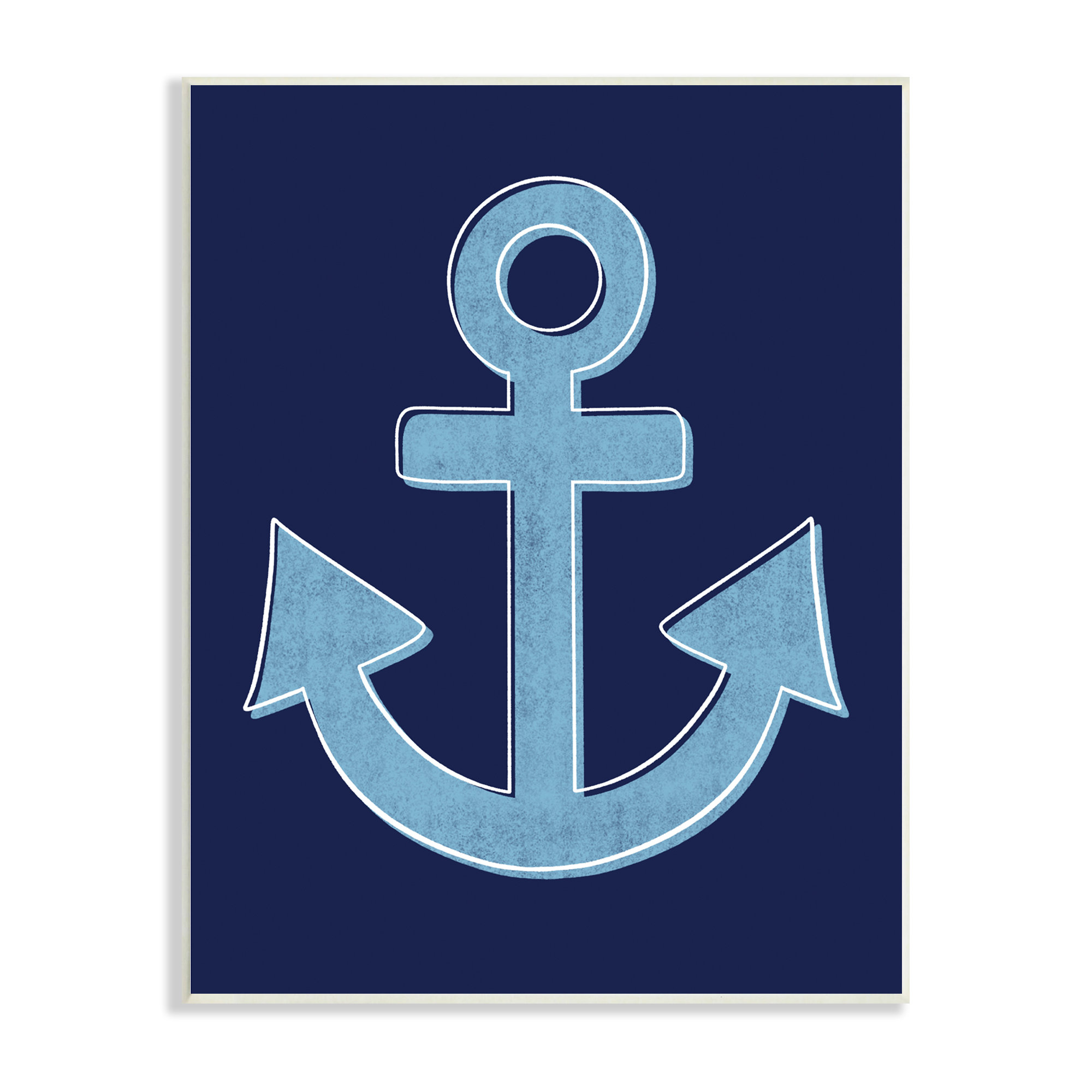 Stupell Industries Bold Anchor White Outline Symbol Navy Background by ...