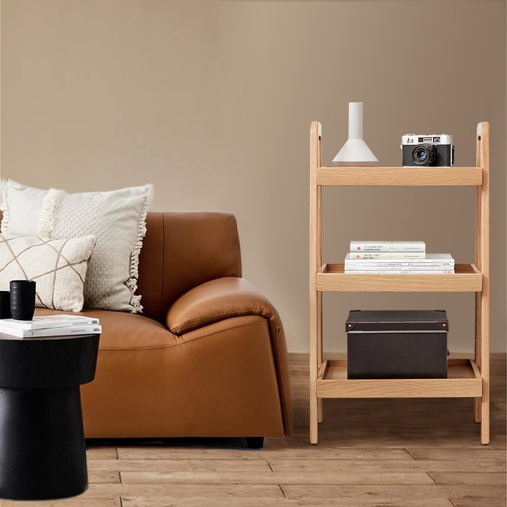Latitude Run® Caitline 3-Tier Natural Solid Wood Rack for Entryway ...