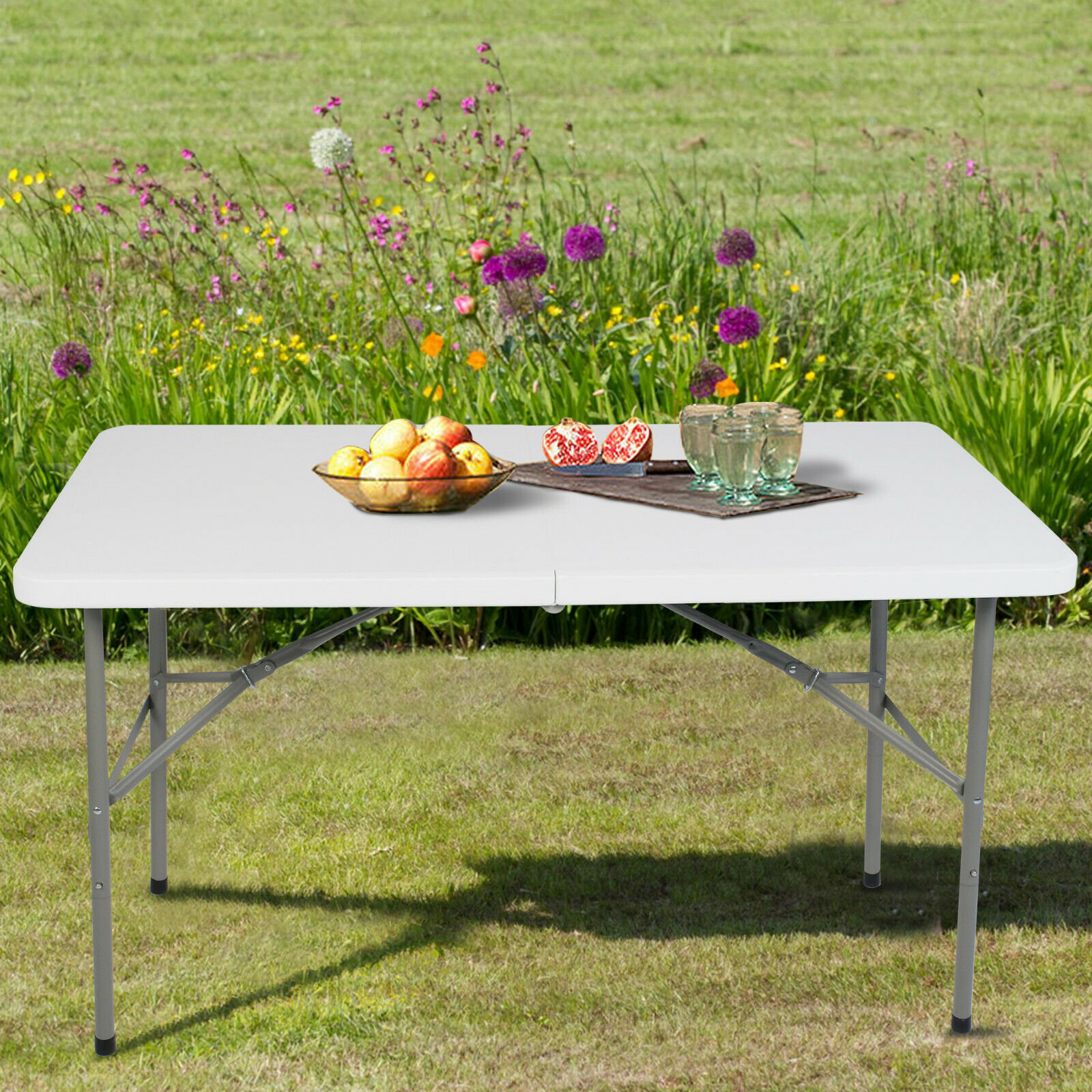 LUCKYREMORE 48'' Plastic Rectangular Portable Folding Table | Wayfair