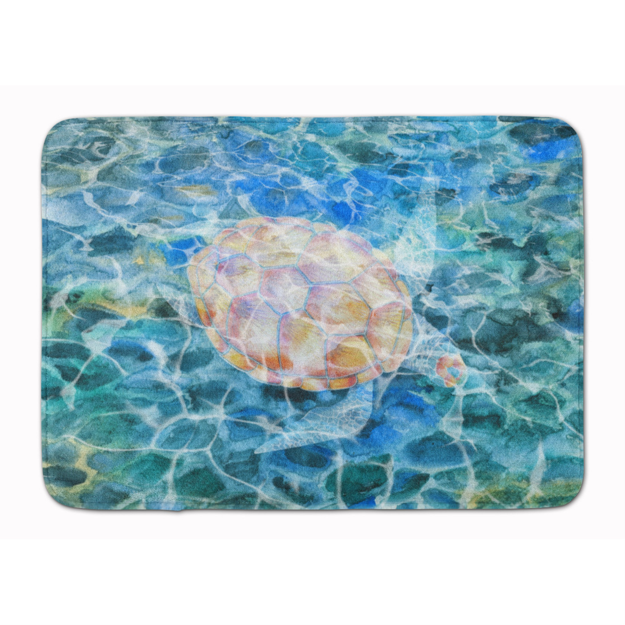 East Urban Home Under Water Sea Turtle Rectangle Microfiber Non-Slip ...