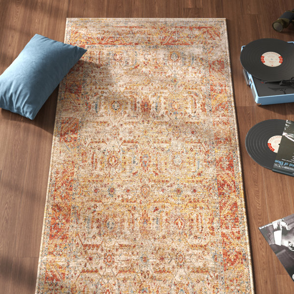 Langley Street Gorsuch Machine Woven Performance Rust/Cream Rug ...