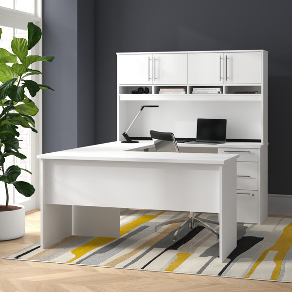 Upper Square™ Tonnele Reversible U-Shape Executive Desk with Hutch ...
