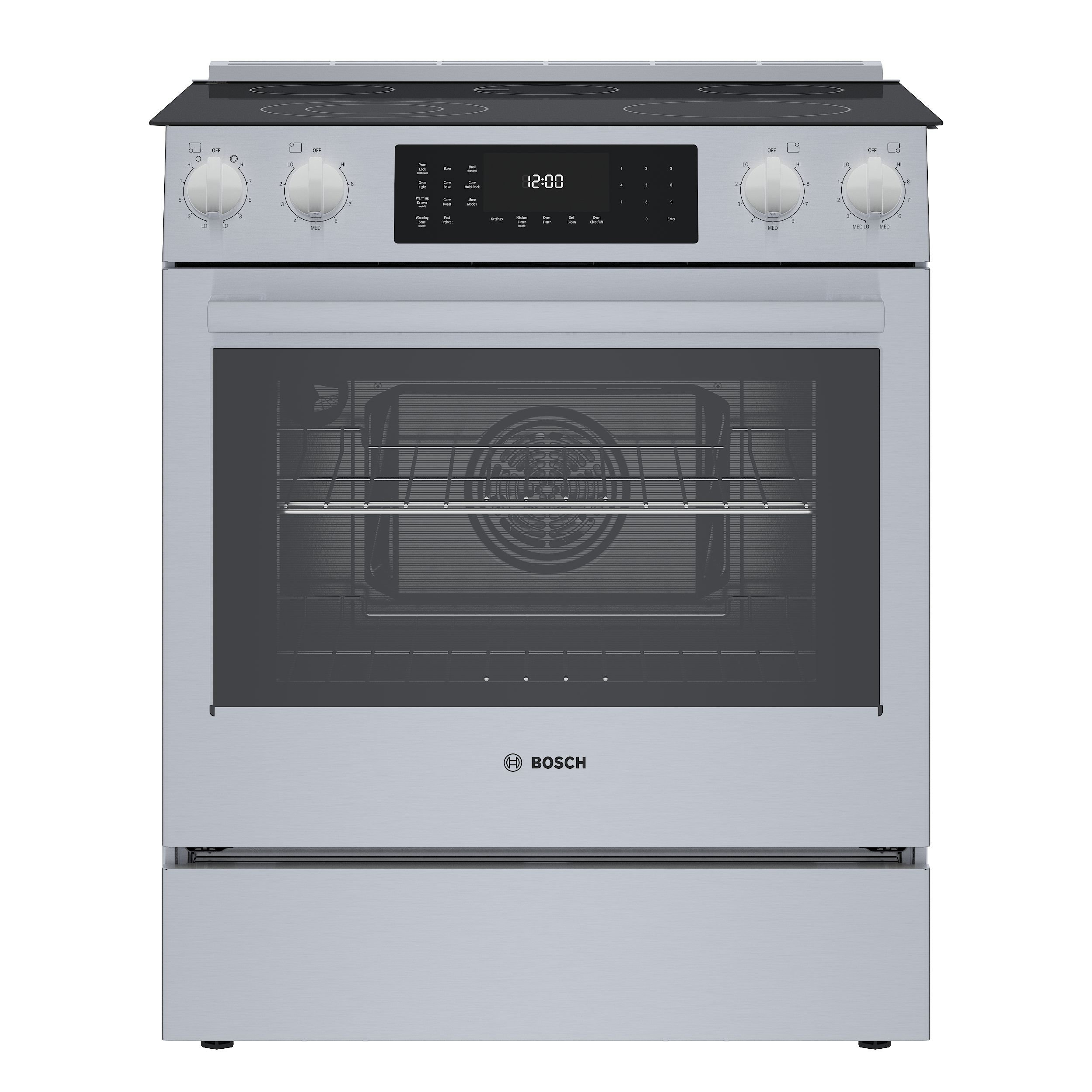 Bosch 800 Series 30" 4.6 Cubic Feet Electric Slide-In Convection Range ...