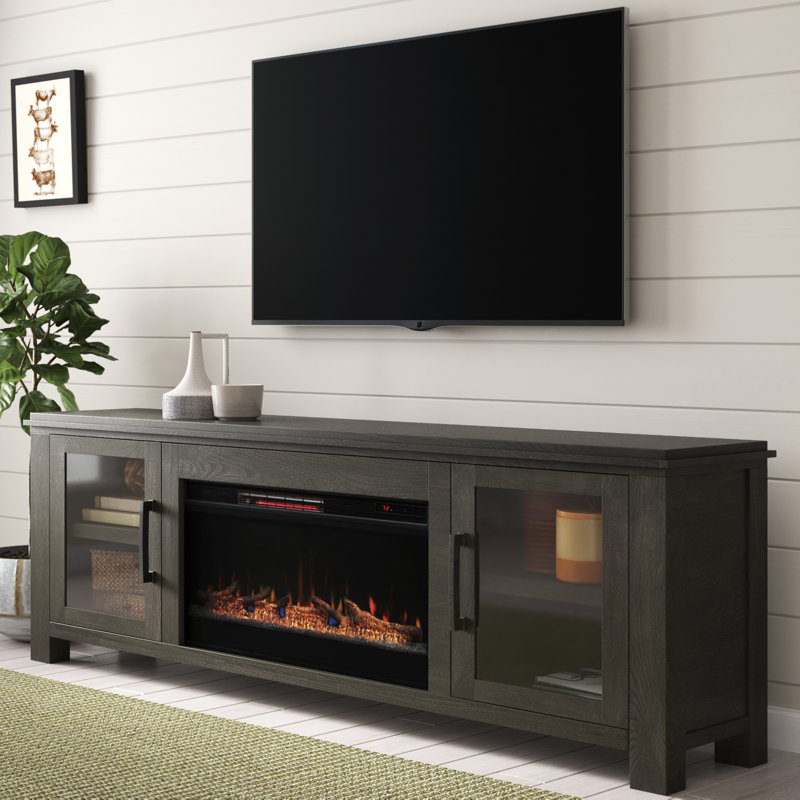 Gracie Oaks Cloyne TV Stand for TVs up to 85" with Electric Fireplace ...