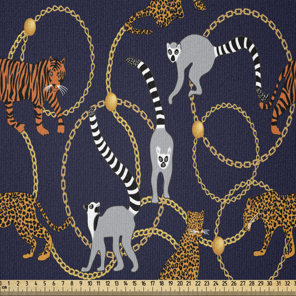 East Urban Home Lemur Fabric By The Yard, Exotic Tiger Leopard ...