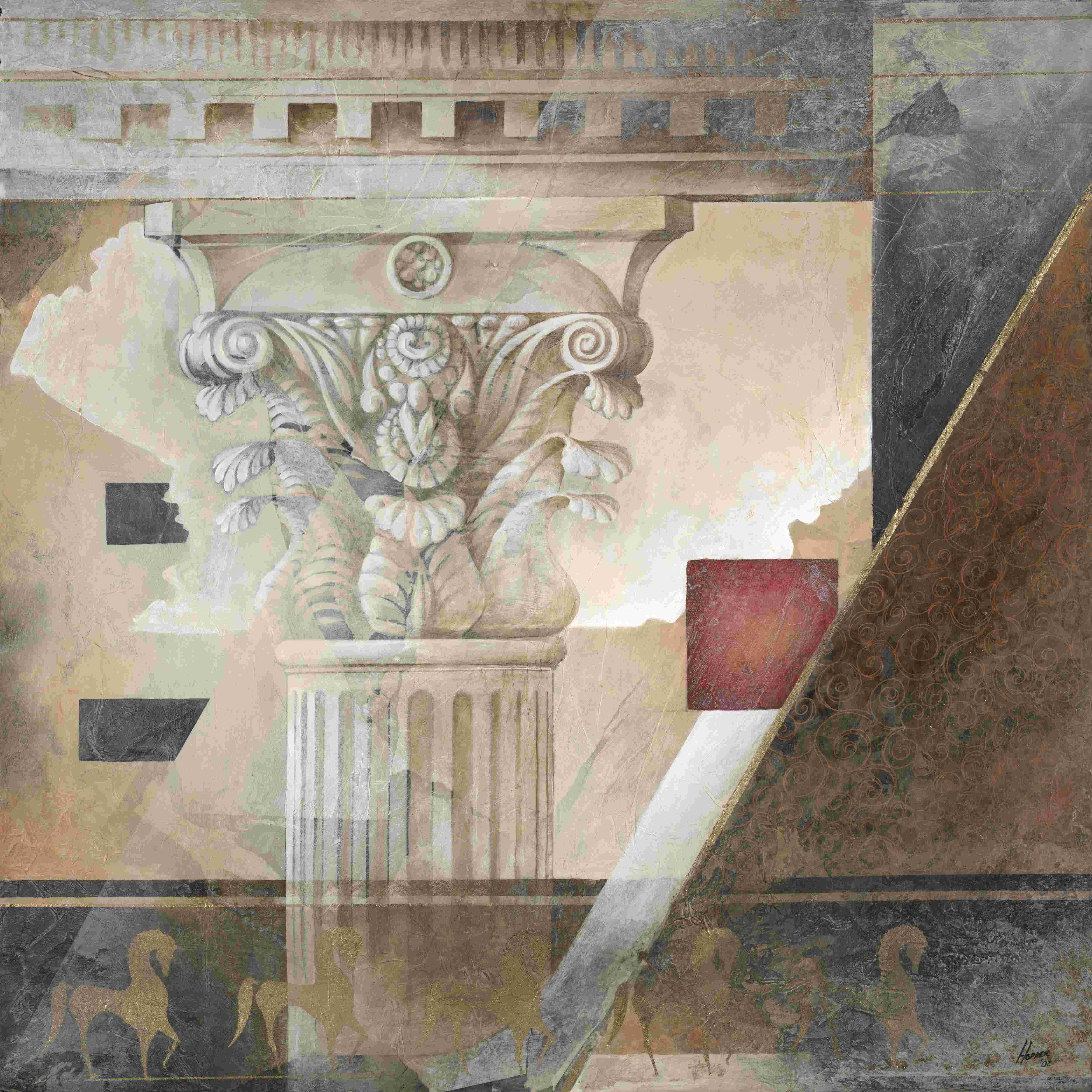 Fleur De Lis Living Painted Abstract Column - Wrapped Canvas Graphic ...