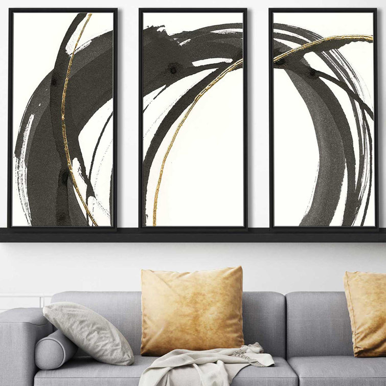 Orren Ellis Gilded Enso I - 3 Piece Floater Frame Print on Canvas | Wayfair