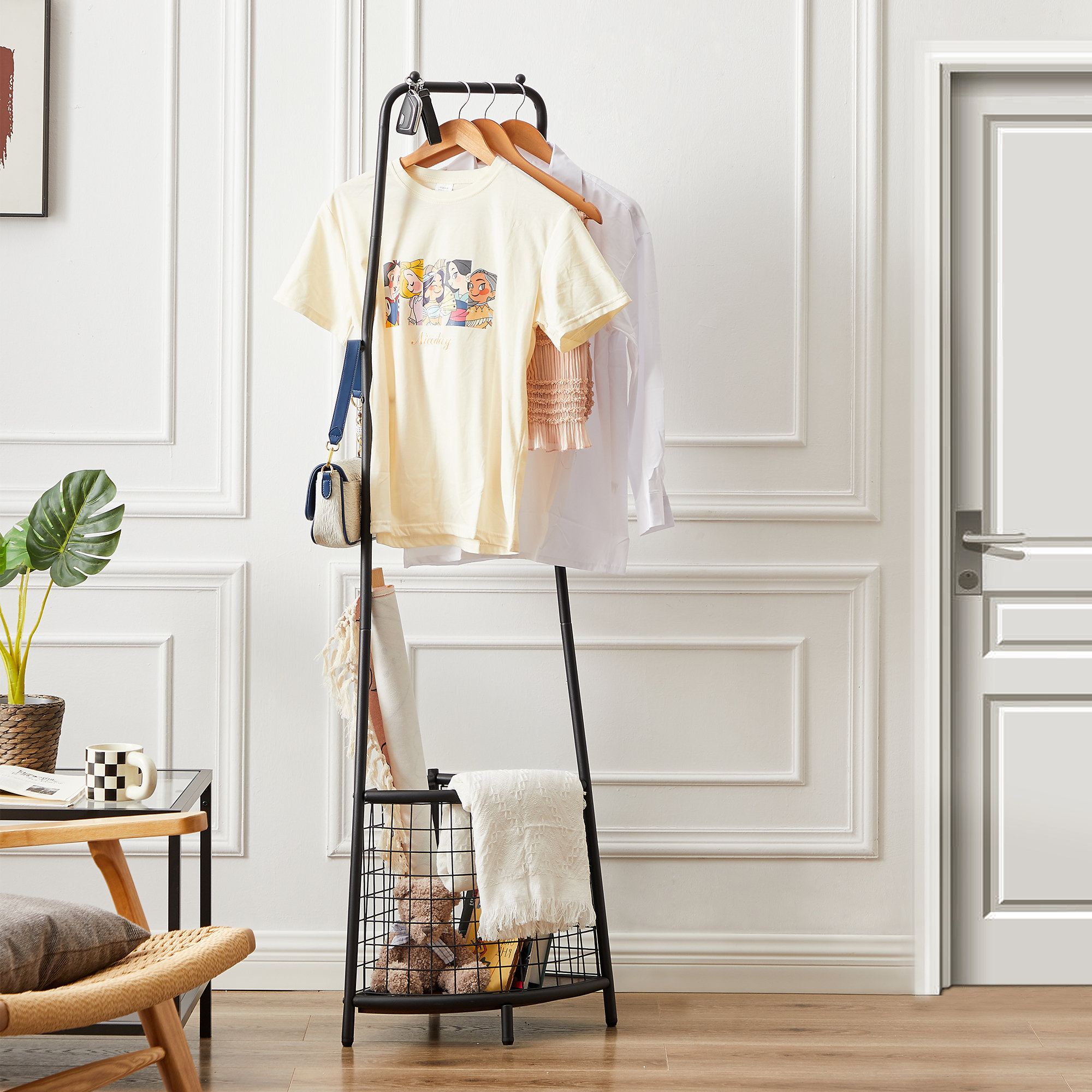 17 Stories 63.8" High Corner Triangle Clothes Rack | Wayfair