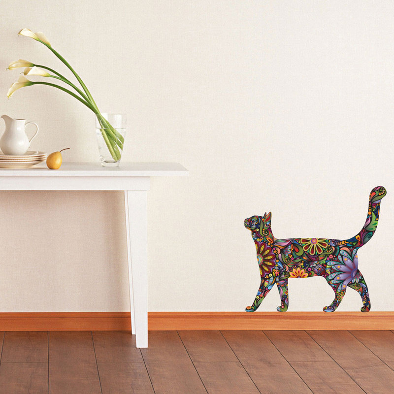 My Wonderful Walls Walking Cat Left Facing Sticker Wall Decal | Wayfair