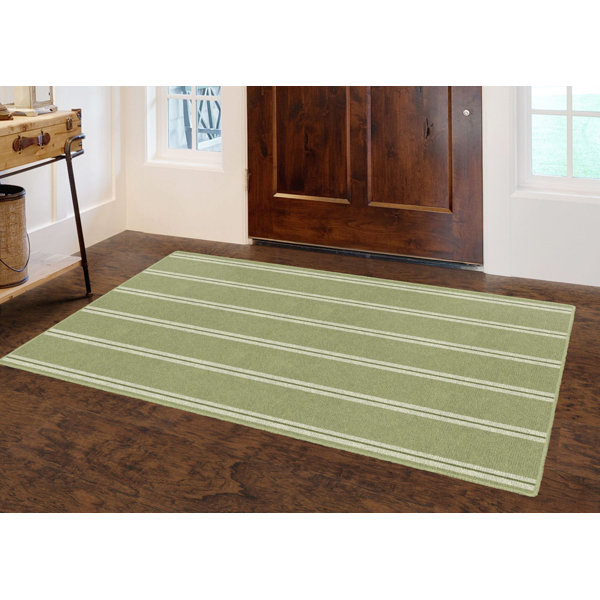 Highland Dunes Roxana Traditional Vertical Striped Green Area Rug | Wayfair