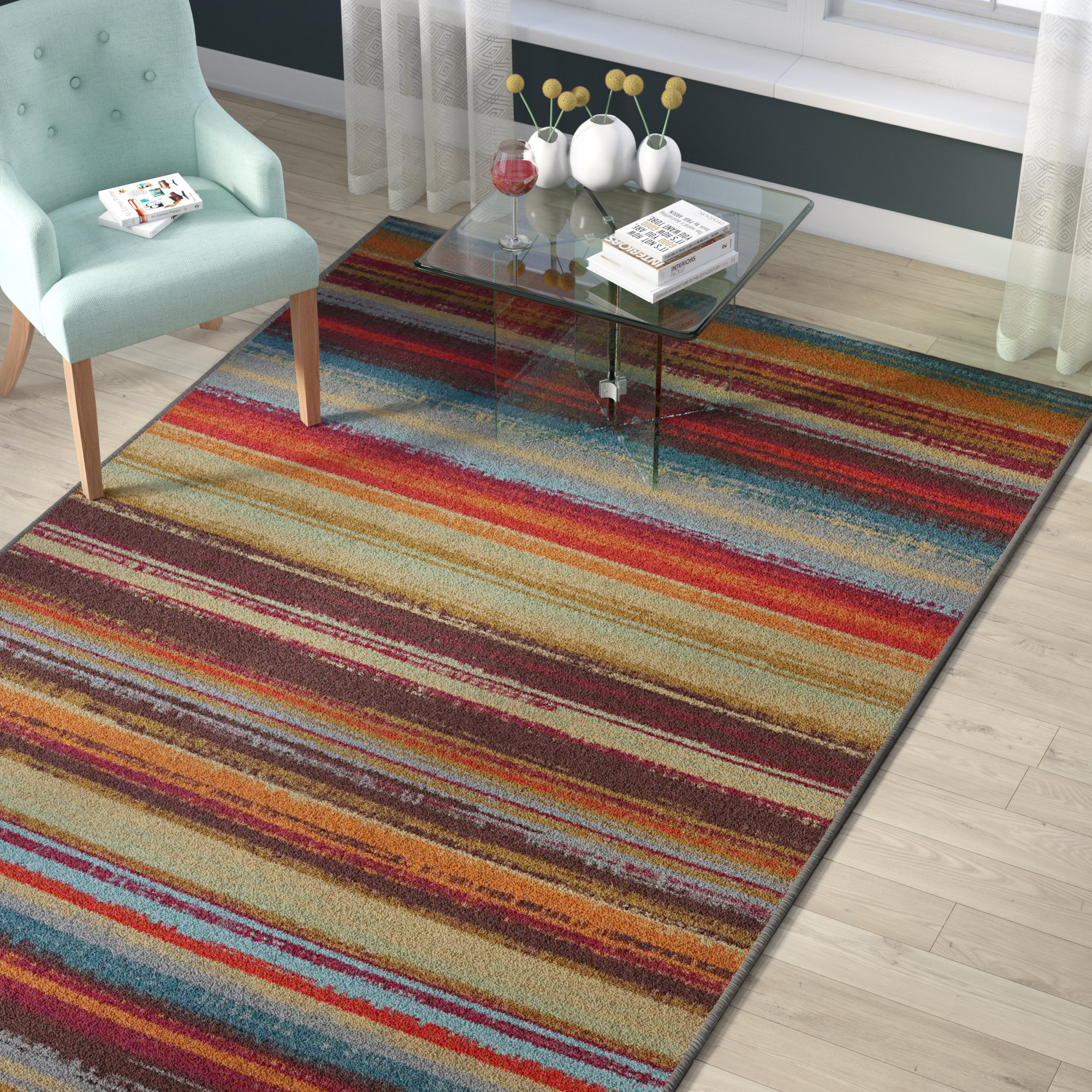 Ebern Designs Vogel Power Loom Synthetic Brown/Orange Rug & Reviews ...