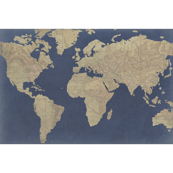 Williston Forge Linen Map I by Studio W - Wrapped Canvas Graphic Art ...