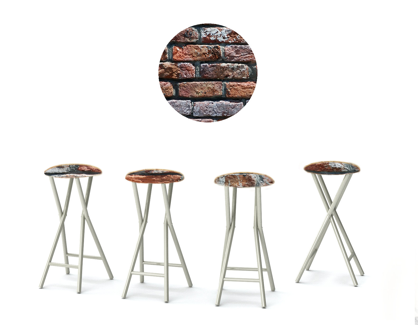 Best of Times London Brick 30'' Patio Bar Stool with Cushion | Wayfair