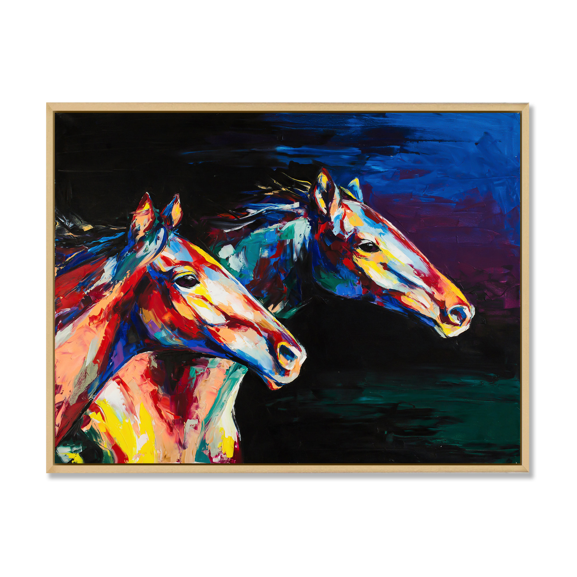 Charlton Home® Colorful Horses Brush Portrait - Picture Frame on | Wayfair