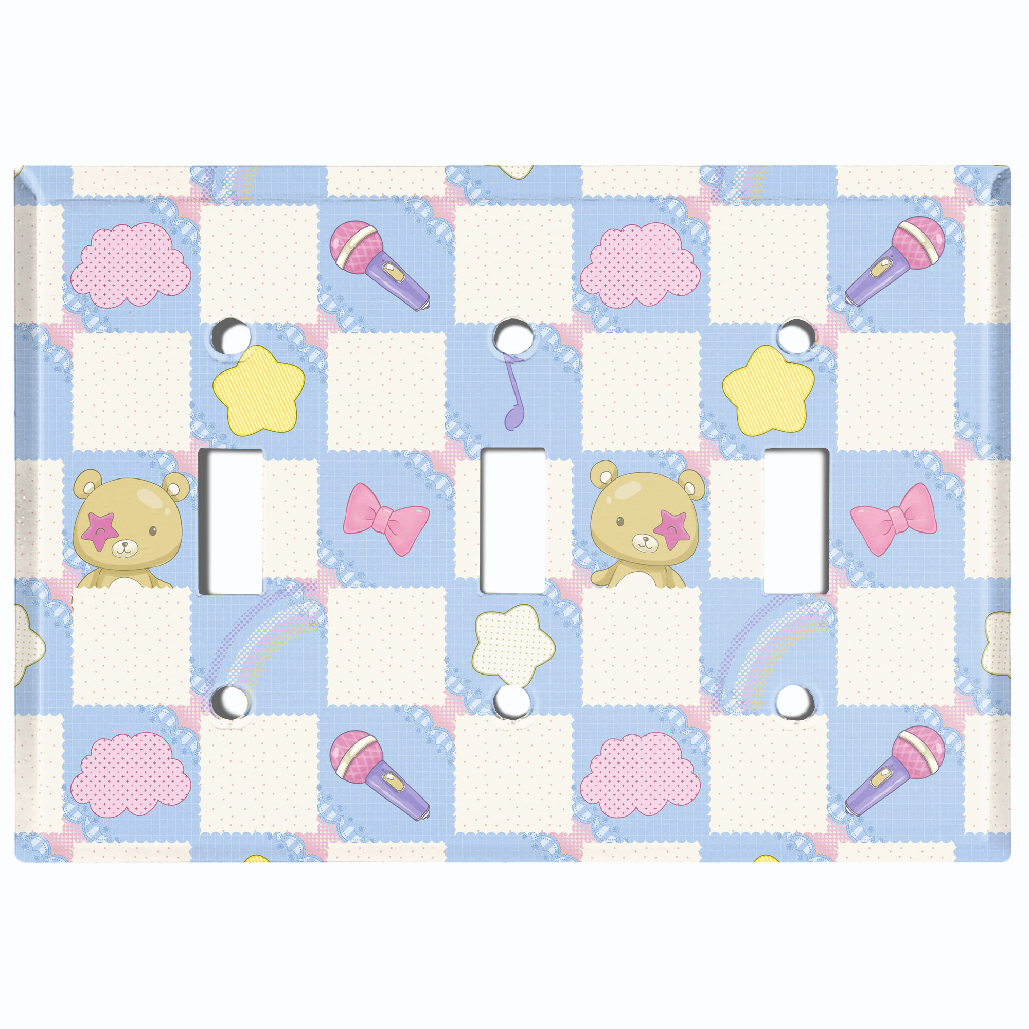 WorldAcc Blue White Toy Chest Karaoke Bear 3 Gang Toggle Light Switch ...