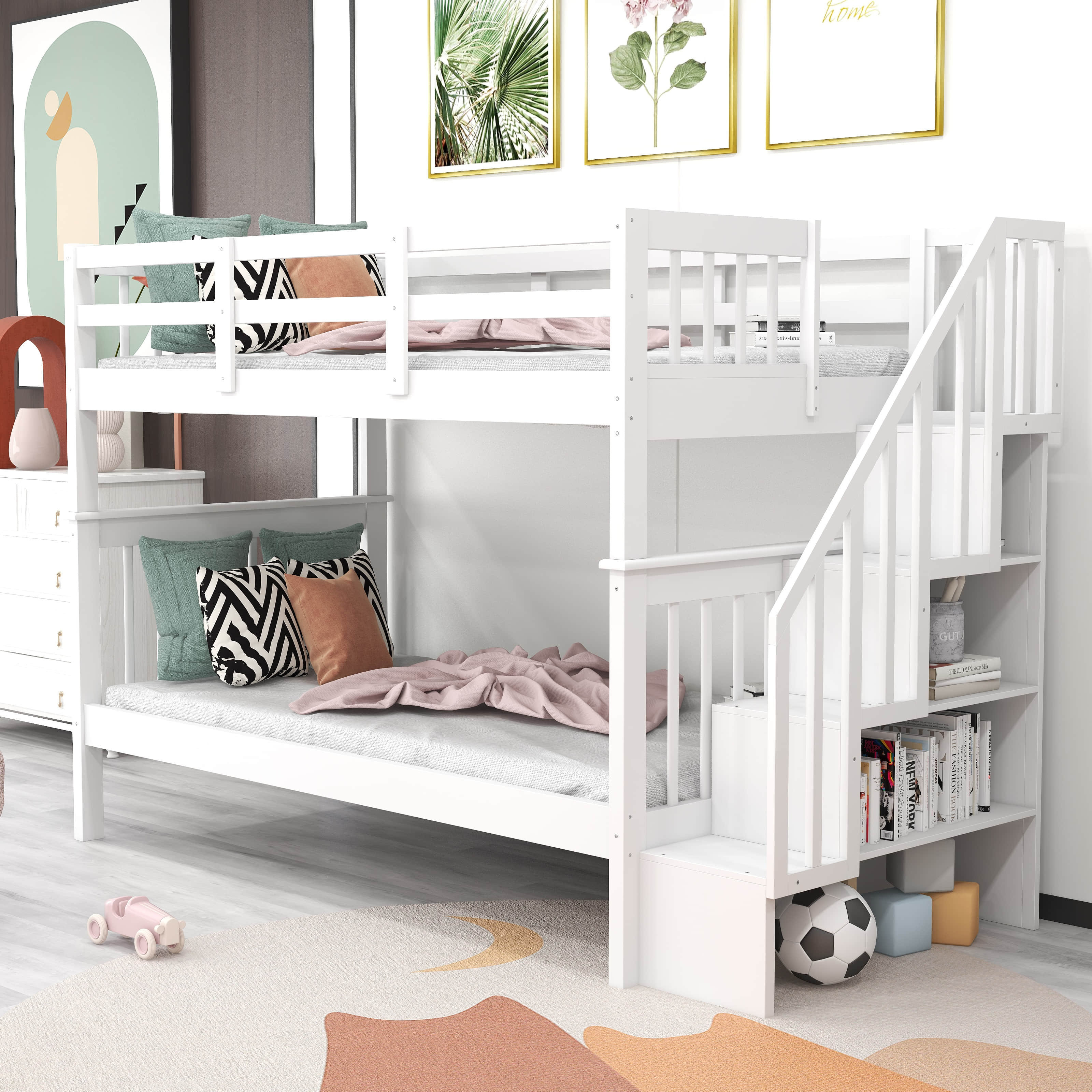 Harriet Bee Lit superposé en bois Dayu, lit superposé simple au-dessus ...