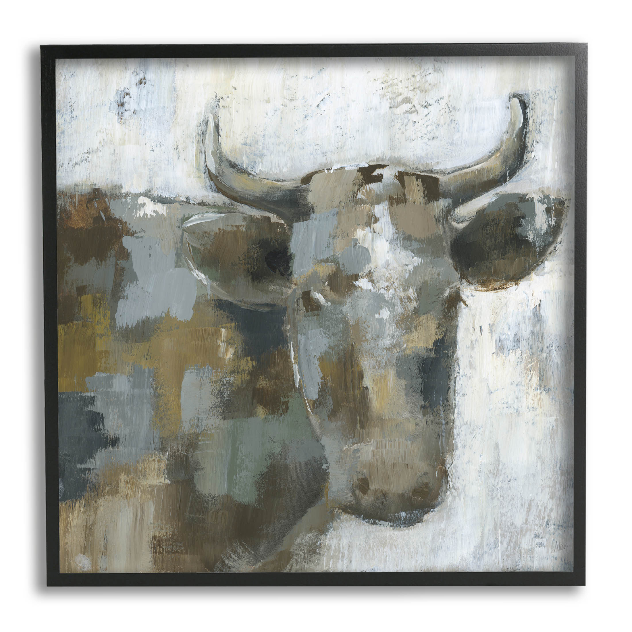 Stupell Industries Abstract Cattle Farm Animal by - Floater Frame ...